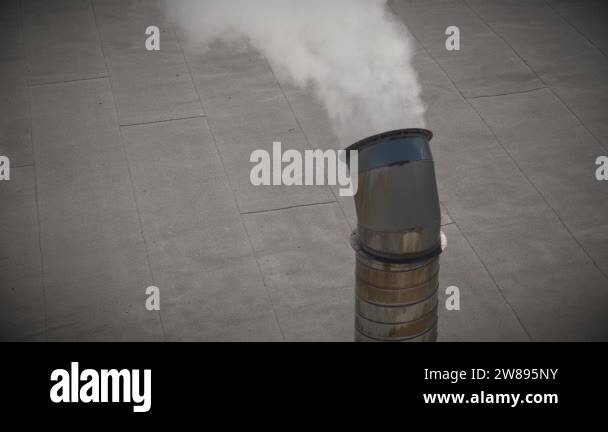 chimney on the roof smoke pollution factory industrial co2 carbone ...