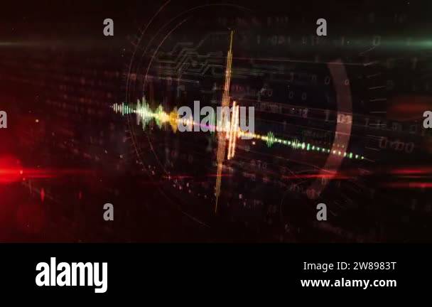 Audio spectrum voice neon sign concept, radio sound wave and disco ...