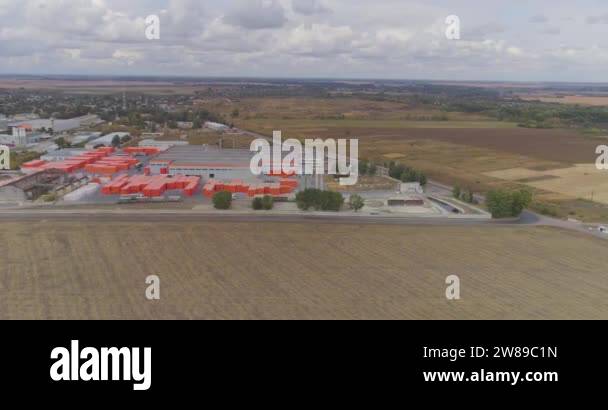 Industrial exterior of a modern factory. Modern factory top view ...