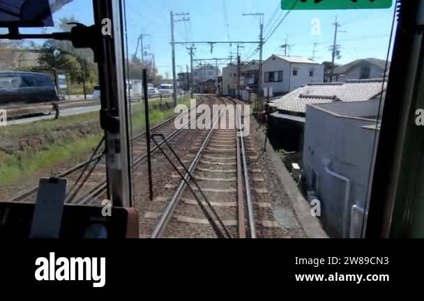 Kyoto, Japan-13 April, 2019: Japanese local train traveling on rail ...
