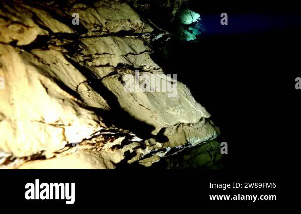 Technical diver in red flippers in the underwater cave of Budapest Stock Video Footage - Alamy