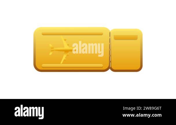 Movie icon and symbol of plane ticket isolated on white screen. loop ...