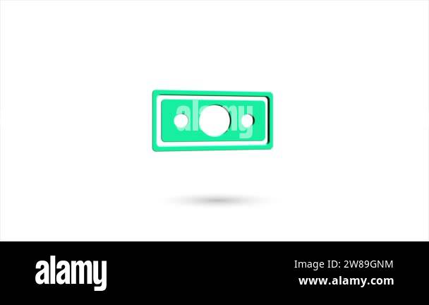 3d animated flat banknote dollar icon with shadow isolated on white ...