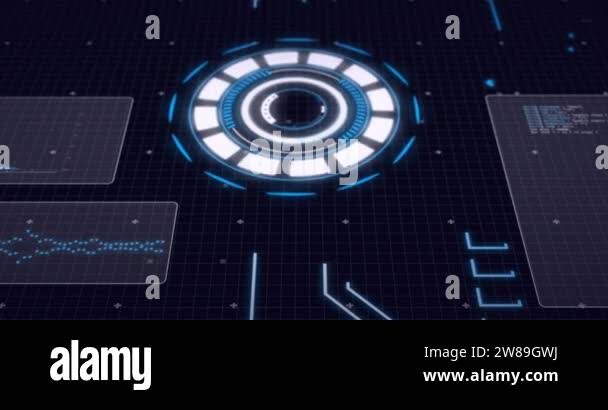 Animation Of Data Processing On Screens And Scope Scanning With Circuit
