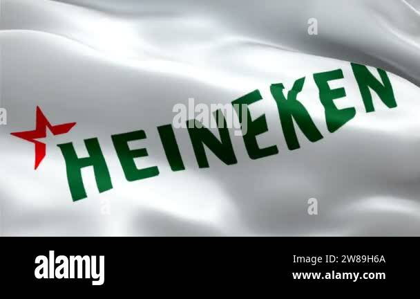 Heineken logo. Realistic Heineken Flag background. Heineken Flag ...