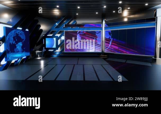 News TV Studio Set - Virtual Green Screen Background Loop motion ...