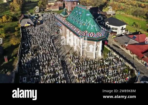 SAPANTA, ROMANIA - OCTOBER 29, 2021: Aerial drone view of The Merry ...
