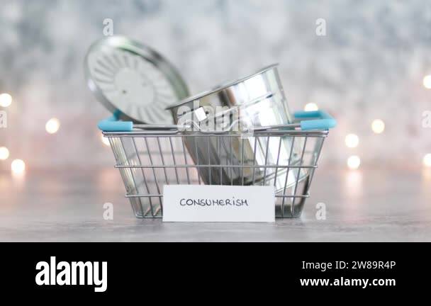consumerism conceptual image, shopping basket symbol of good to be ...