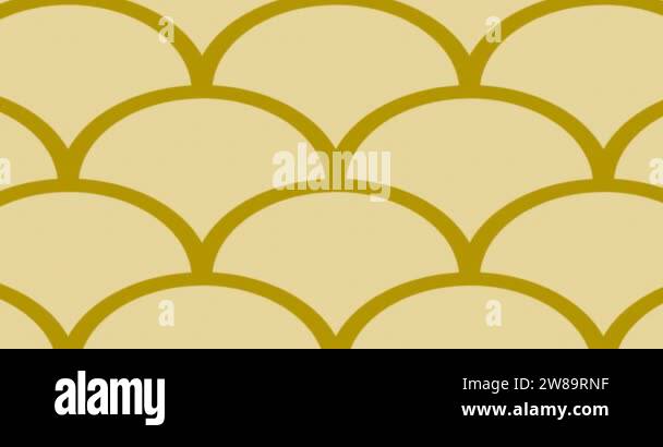 Animation of gold pattern of semi circles scrolling seamlessly on beige ...