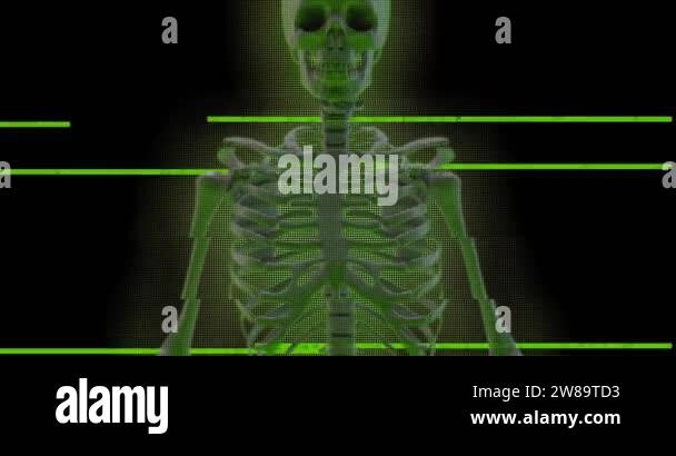 Overlay of old damaged screen with noise and glitch effect with illustration of moving human ...