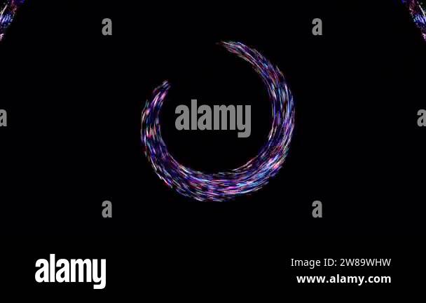 animated circle shape of colorful flashing lights, on black background ...