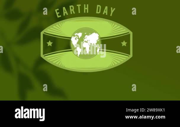 Animation of earth day and globe on green background. environment ...