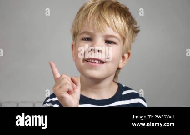 Pointing Index Finger Denying No Gesture. Happy Child Emotions ...