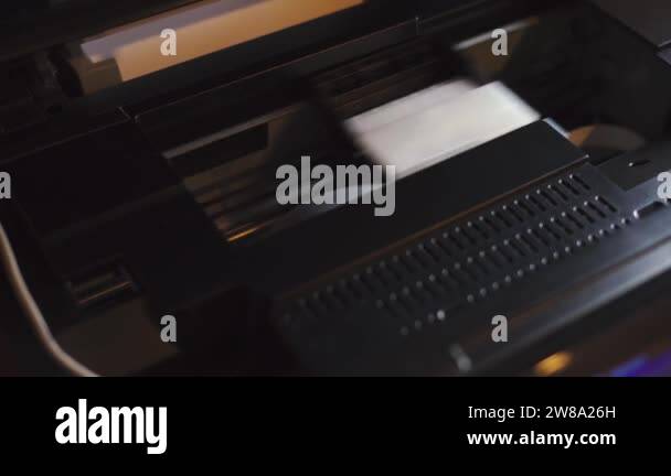 The printer carriage runs inside the printer when printing in a time ...