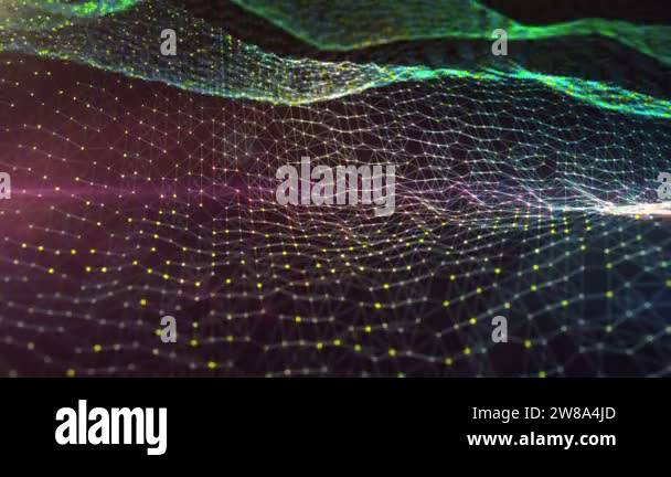 Seamless Plexus waving animation.Global connectionl hi speed internet HUD.Looping abstract ...