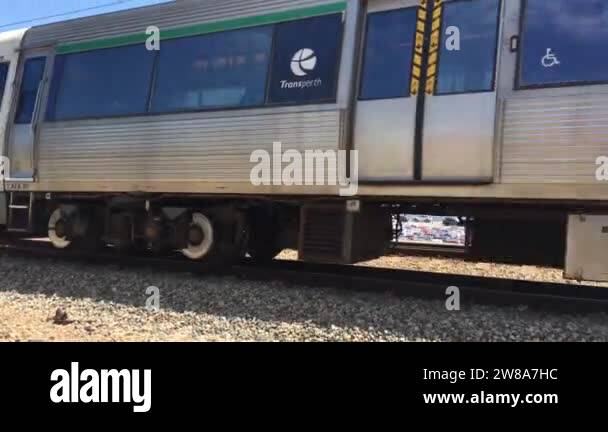 FREMANTLE, WA - OCT 10 2021: Transperth train passing by Fremantle ...