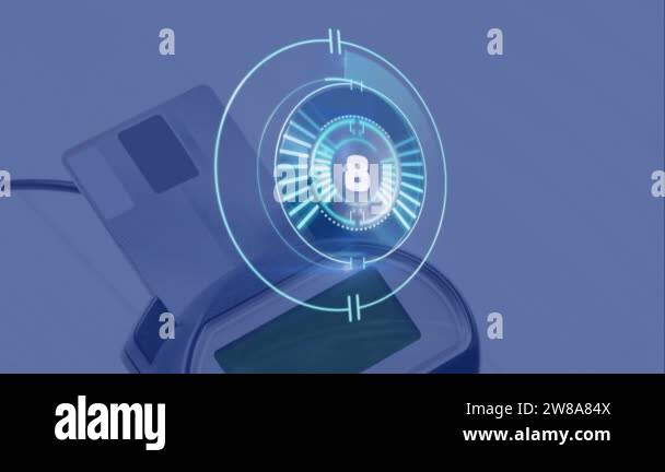 Animation of scope scanning with countdown over payment terminal ...