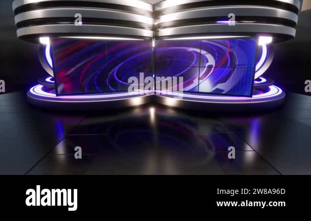 News TV Studio Set - Virtual Green Screen Background Loop motion ...