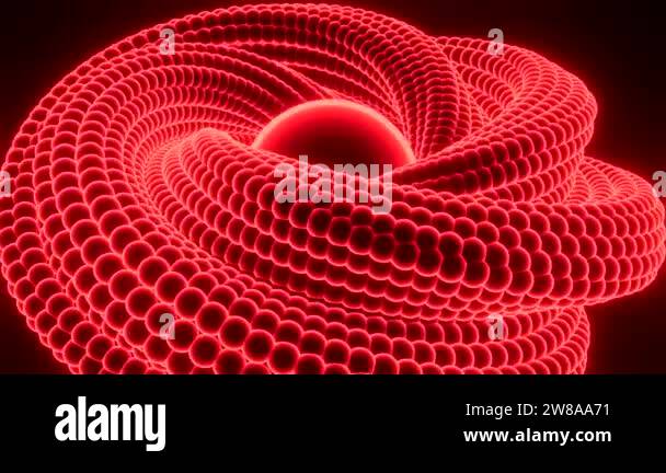 Swirling spiral around sphere. Design. 3D cord twists endlessly into ...