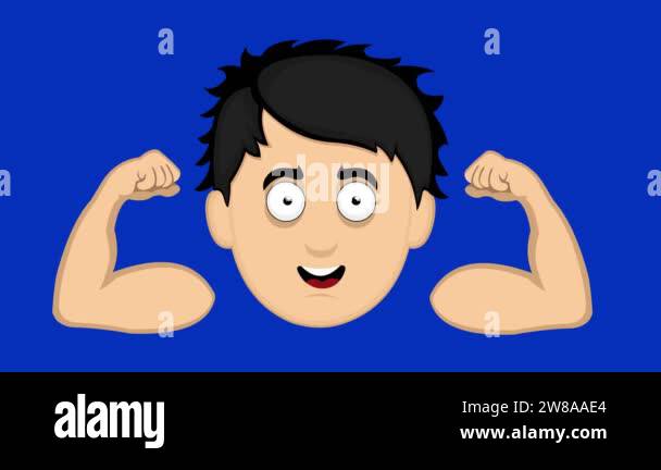 Loop animation of the face of a cartoon young man contracting his ...