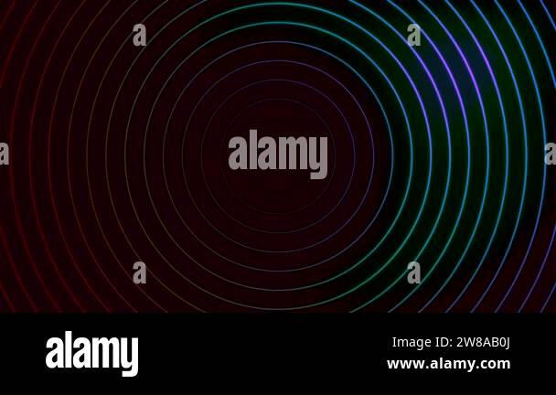 Spreading circles on dark background. Motion. Hypnotic animation with ...