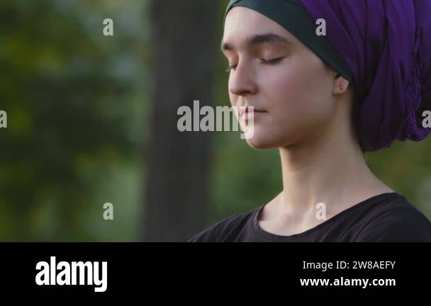 Beautiful young islamic woman girl muslim woman wears hijab outdoors ...