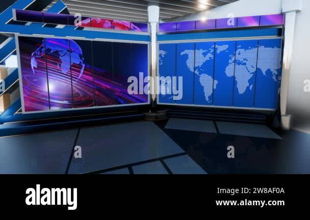 News TV Studio Set - Virtual Green Screen Background Loop motion ...