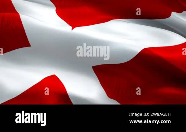 Danish flag waving in wind video footage Full HD. Realistic Danish Flag ...