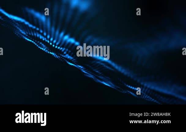3D Animation movement of dark blue wire frame mesh wave pattern ...