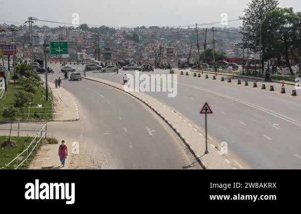 Kathmandu, Nepal - November 2, 2021: Traffic patterns at an ...