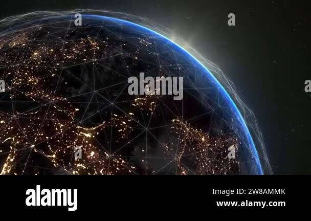 Global Digital Network Around Planet Earth. Big Data Cloud. World ...