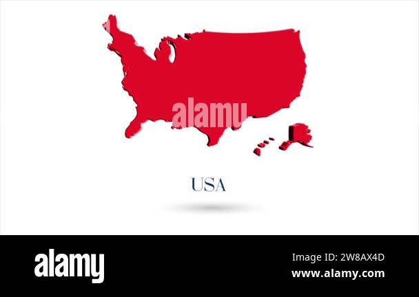 3d animated flat map the United State of America on white background ...