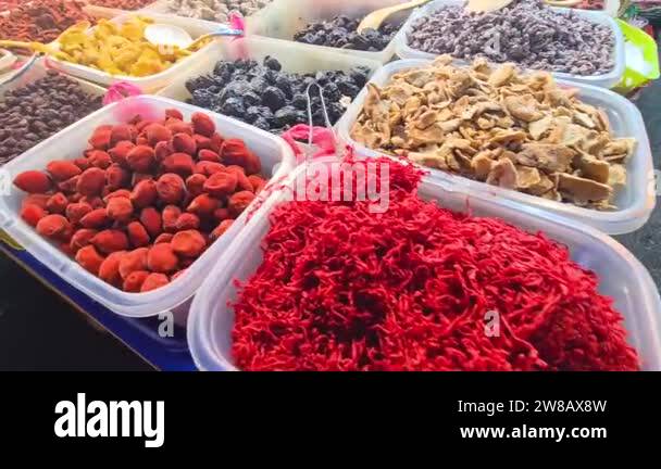 Different Types Of Dried Food Ranging From Fruits To Fish Sold At A ...