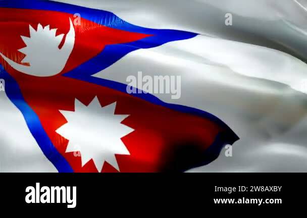Nepal flag Motion Loop video waving in wind. Realistic Nepali Flag ...