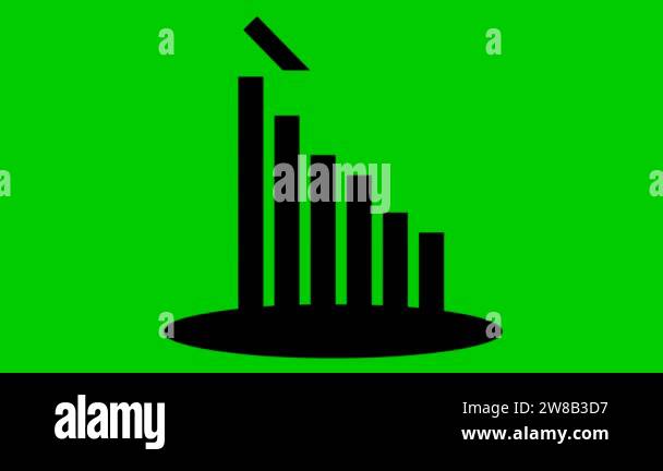 Animated black chart of financial decline with a trend line chart ...
