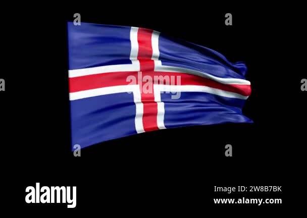 Realistic Iceland flag is waving 3D animation. National flag of Iceland ...
