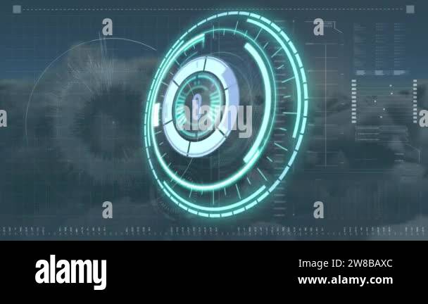 Animation of scope scanning and data processing over sky. global communication, data processing ...