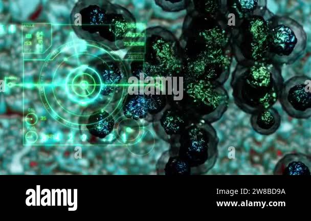 animation of Sick Red Blood Cells Flowing Inside Human Vein on green ...