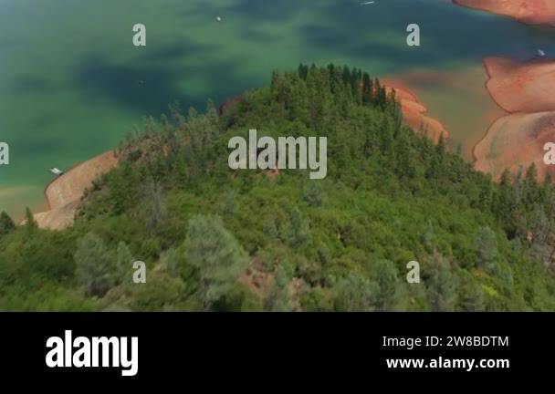 Shasta Lake, California August, 2021: Aerial view of Lake Shasta during ...