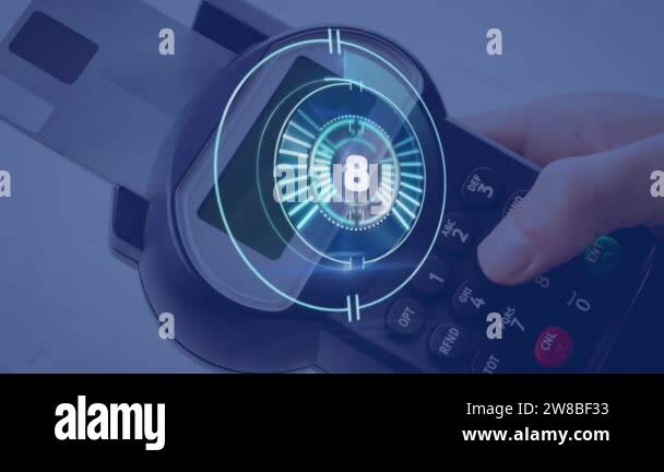 Animation of scope scanning with countdown over payment terminal ...