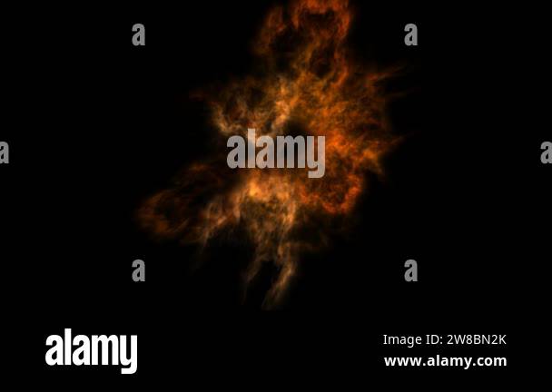 overlay CRT effect flame animation. Burning orange fire on a dark ...