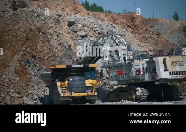 Russia, Amur region, July 7, 2021. Quarry, open pit mining, gold ore ...
