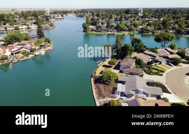 Stockton, California, Aerial View, San Joaquin River, Pacific Stock ...