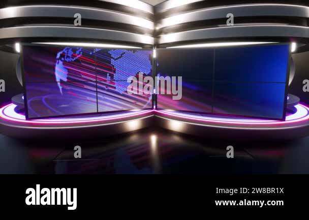 News TV Studio Set - Virtual Green Screen Background Loop motion ...