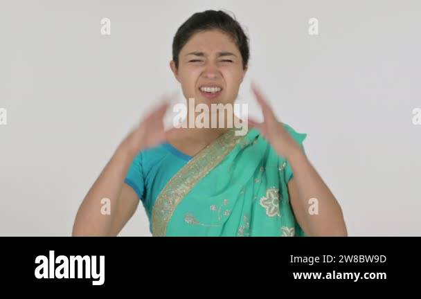 Indian Woman Shouting, Screaming, White Background Stock Video Footage ...