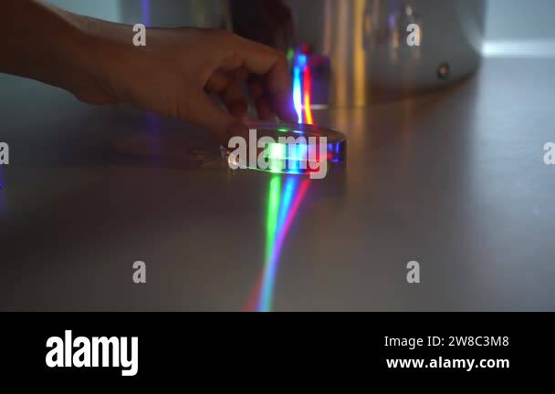 Oval prism test light distortion science experiment moving to create ...