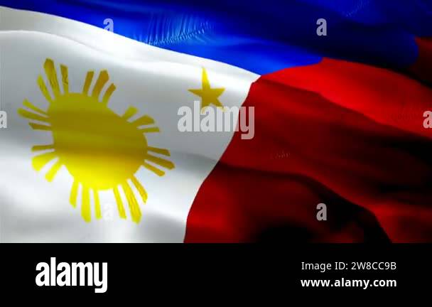 Filipino flag Closeup 1080p Full HD 1920X1080 footage video waving in ...