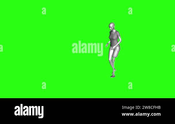 3D girl with Modern Leg Prosthetic leg lame , animation, green screen ...