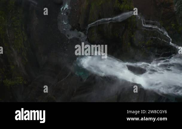 Overhead view of Haifoss, the second highest waterfall in Iceland ...
