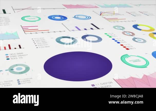 Falling six circle cylinder diagram on economic graph, financial chart ...